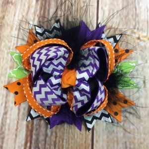 Accessories | New Halloween Chevron Stacked Boutique Hair Bow | Poshmark